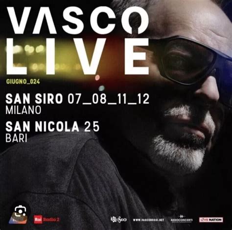 VASCO ROSSI CONCERTO Bari 30 06 2024 N 2 Biglietti Pit Prato Gold