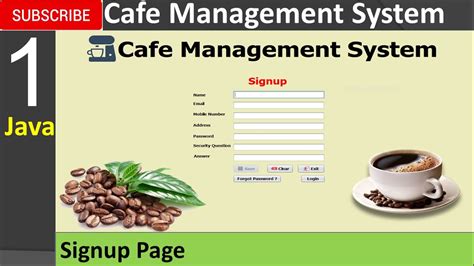 1 Cafe Management System In Java Signup Page JFrame Mysql Database