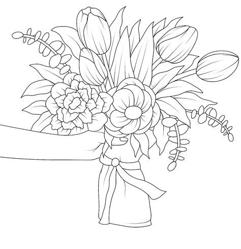 Ausmalbilder Blumenstrauß Malvorlagen zum Ausdrucken