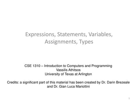 PPT Expressions Statements Variables Assignments Types PowerPoint