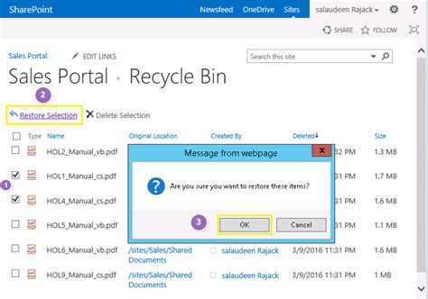 Sharepoint Server How To Recover Deleted Files From The Recycle Bin