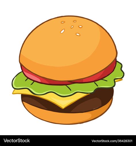 Hamburger Cartoon Style Isolated Royalty Free Vector Image