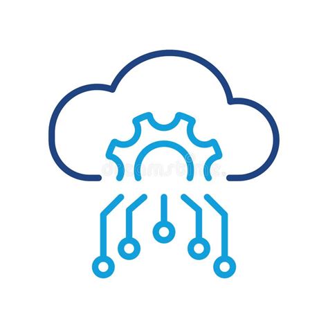 Icono De Línea De Color De Configuración Del Servidor En La Nube