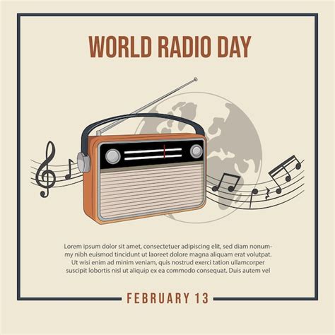 Día mundial de la radio 13 de febrero Vector Premium
