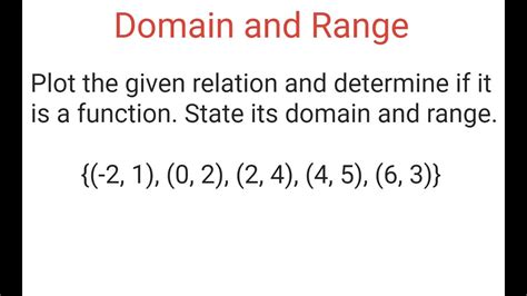 finding whether relation ordered pairs is function and its domain and range youtube