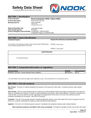 Fillable Online Safety Data Sheet Nook Industries Fax Email Print