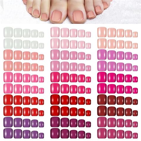 Amazon 720 Pieces 30 Sets False Toe Nails Short Square Fake