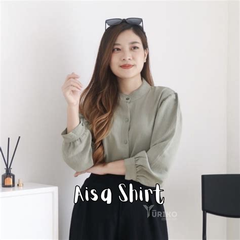 Jual Kemeja Wanita Blouse River Oneck AirFlow Bahan Crinkle Premium