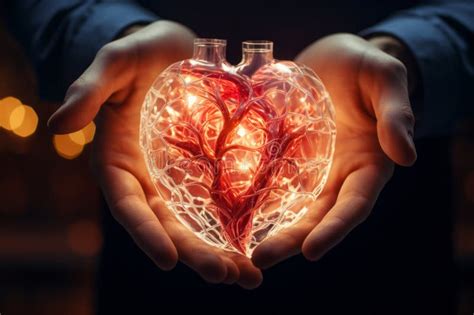 Chiusura Delle Mani Umane Che Tengono In Mano Un Modello Di Cuore 3d