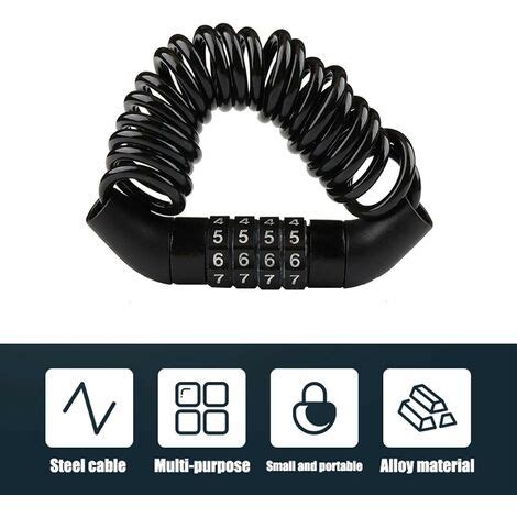 Cadenas de Vélo Câble Antivol avec 4 Chiffres Intelligente Code et vélo