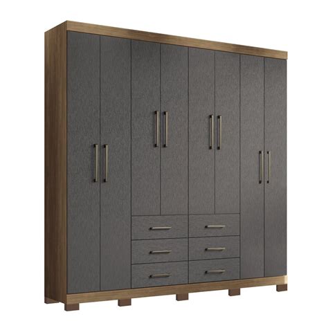 Guarda roupa Casal 8 Portas 6 Gavetas Liverpool Pés MadeiraMadeira