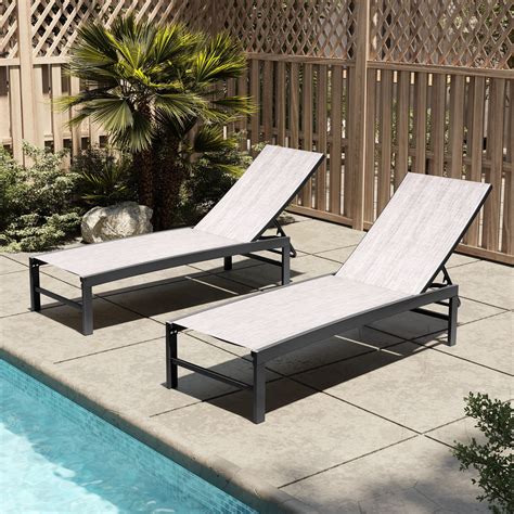 VREDHOM Aluminum Adjustable Outdoor Chaise Lounge Set Of 2 Earth