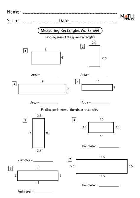 Rectangle Worksheets Math Monks