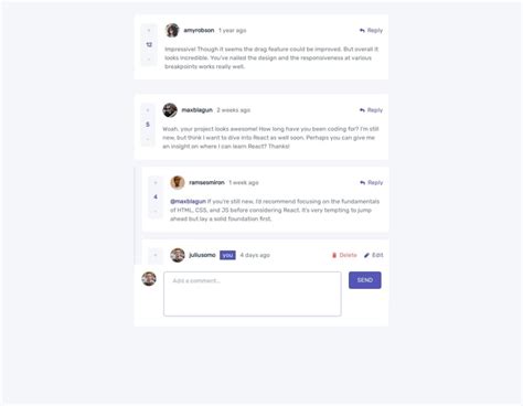 frontend mentor interactive comments section with typescript react and tailwind coding