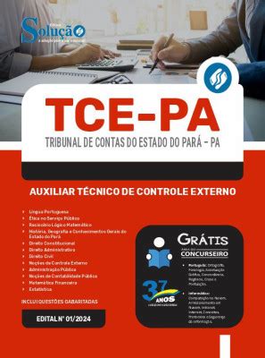 Apostila TCE PA em PDF 2024 Auxiliar Técnico de Controle Externo