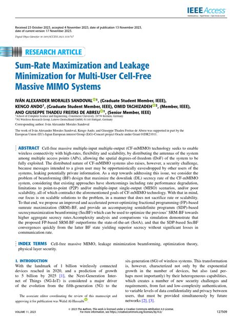 sum rate maximization and leakage minimization for multi user cell free massive mimo systems