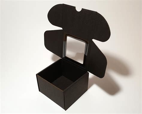 Black Cardboard Gift Boxes With Transparent Window And Lid Etsy