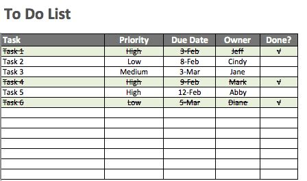 Free To Do List Templates In Excel