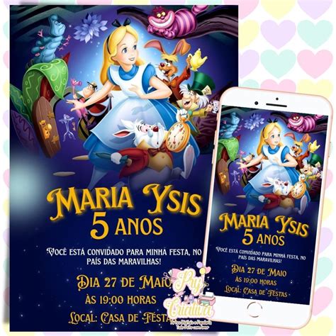 Convite Digital Alice no País das Maravilhas Elo7