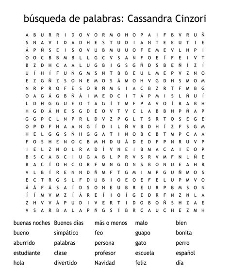 búsqueda de palabras Cassandra Cinzori Word Search WordMint