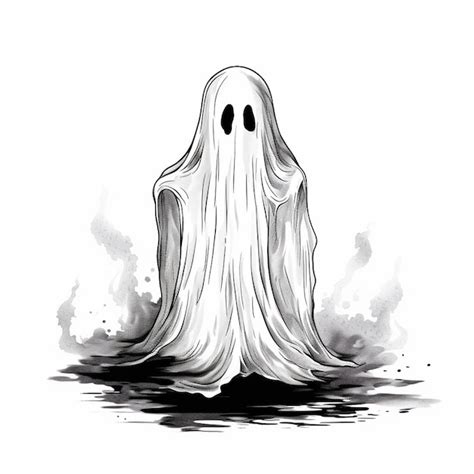 Premium AI Image HandDrawn Halloween Ghost Elegant Illustration