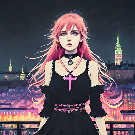 An Image Of Messy Hair Slavic Woman Wearing Choker In A Manga Ar