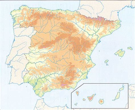 Juegos de Geografía Juego de Mapa físico mudo de España ríos