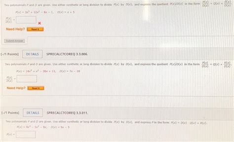 solved po two polynomials p and d are given use either