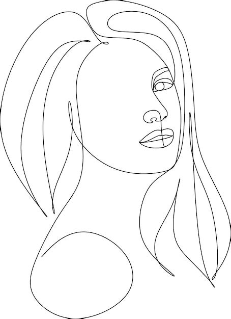 Garota abstrata rosto desenho contínuo de uma linha design de
