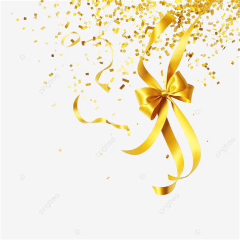 Shiny Golden Confetti And Ribbons Falling Down Confetti Celebrate
