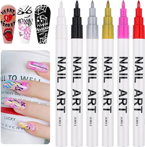 6 Colori 3D Nail Art Painting Pen Kalolary Nail Point Graffiti