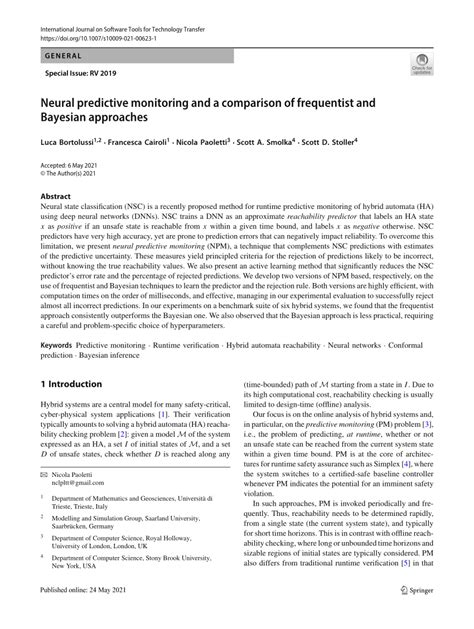 pdf neural predictive monitoring and a comparison of frequentist and bayesian approaches