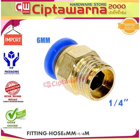 Jual Fitting Pneumatic Lurus Male Drat 1 4 Selang 6Mm 8Mm 10Mm 12Mm