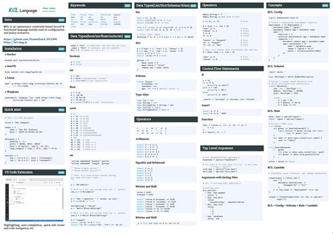 kcl cheat sheet kcl programming language