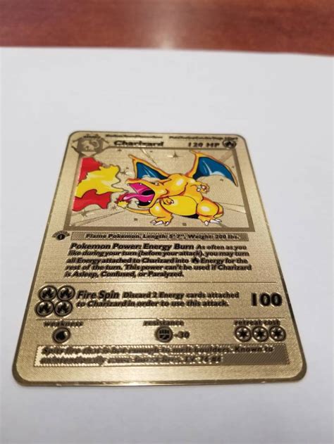 Charizard Pokemon 1ª Edición Oro Custom Metal Card Etsy