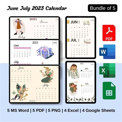 June July 2023 Calendar Word PELAJARAN