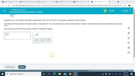 aleks solving limiting reactant problems in solution