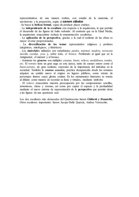 Características generales escultura quattrocento PDF