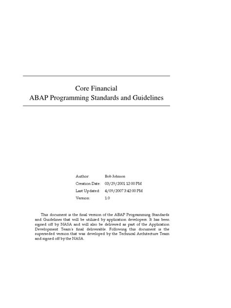 abap programming standards pdf subroutine database index