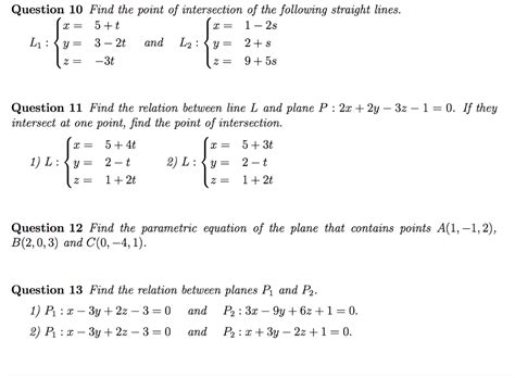 solved question 10 find the point of intersection of the