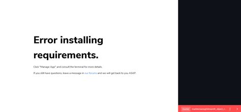Error Installing Requirements No Terminal Output Available No