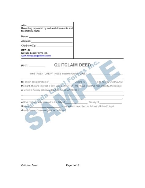 Deeds Nevada Legal Forms Services