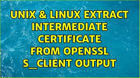 unix and linux extract intermediate certificate from openssl s client output youtube