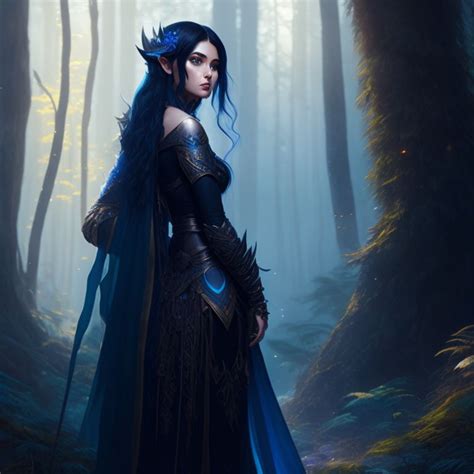 Crafty Wren25 Half Elf Woman With Blue Scales And Black Hair