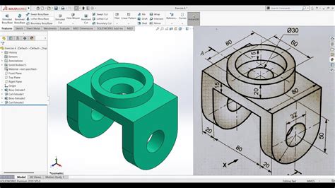 Solidworks Basics Part Modelling Tutorial Exercise Youtube