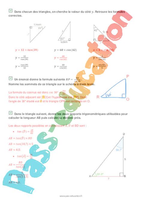 Calculer une longueur avec la trigonométrie 3ème Brevet des