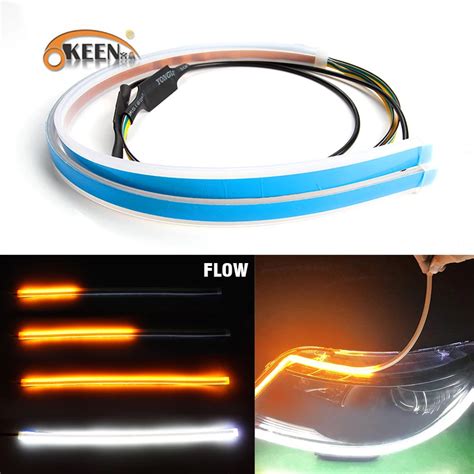 OKEEN Universal 2x Car Headlight 45cm 60cm DRL Flexible LED Daytime