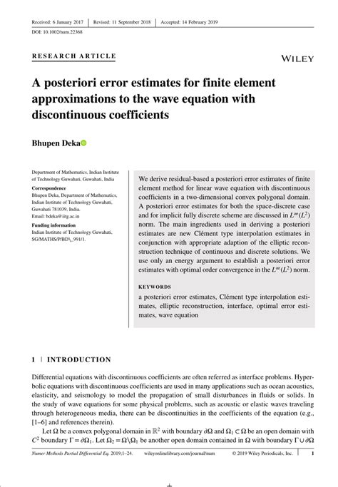 pdf a posteriori error estimates for finite element approximations to the wave equation with