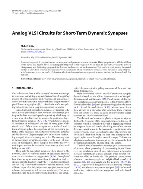 pdf analog vlsi circuits for short term dynamic synapses