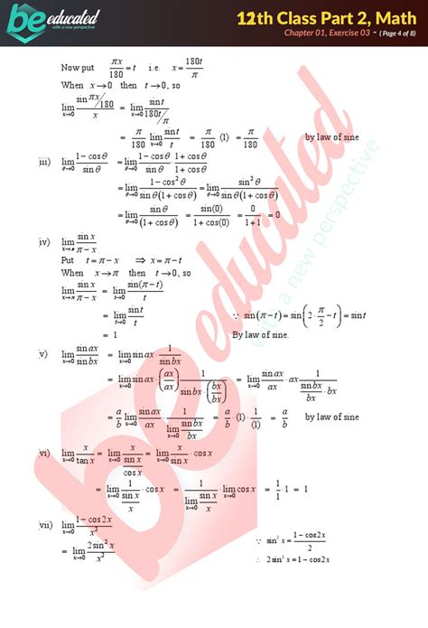 exercise 1 3 mathematics fsc part 2 notes inter part 2 notes